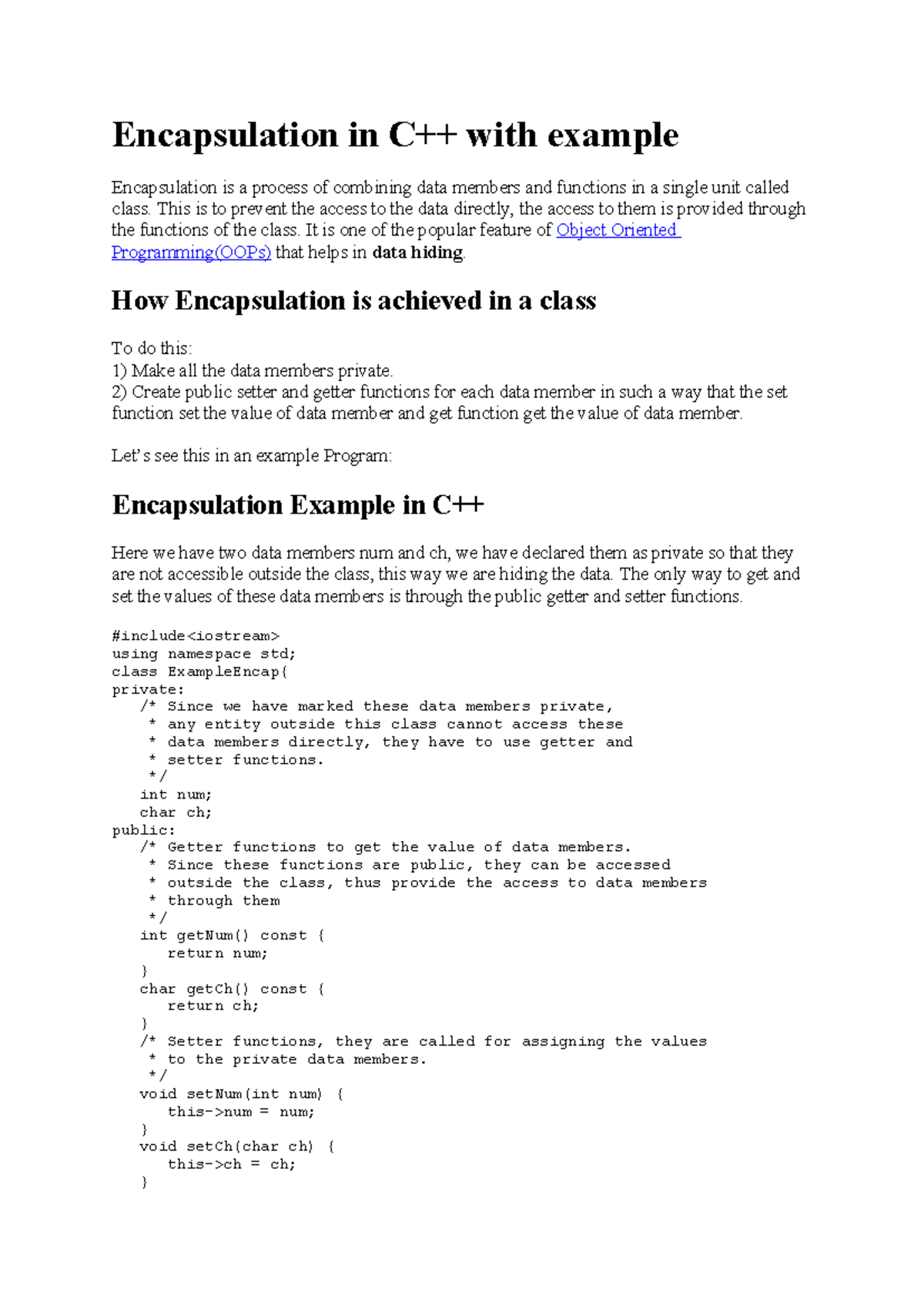 Encapsulation in C: Understanding with Examples and Code - Studocu