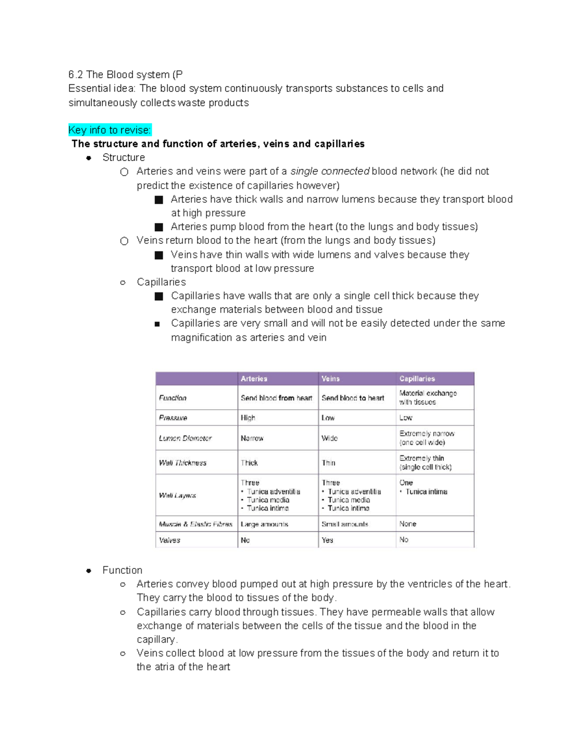 6.2 The Blood System - Key Concepts and Functions - Studocu
