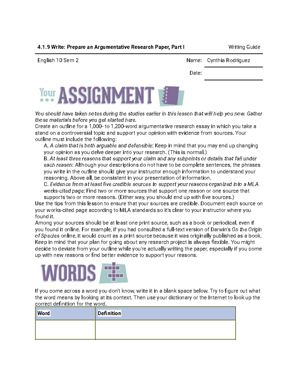 Argumentative Research Paper Outline Guide (Eng 10 Sem 2) - Studocu