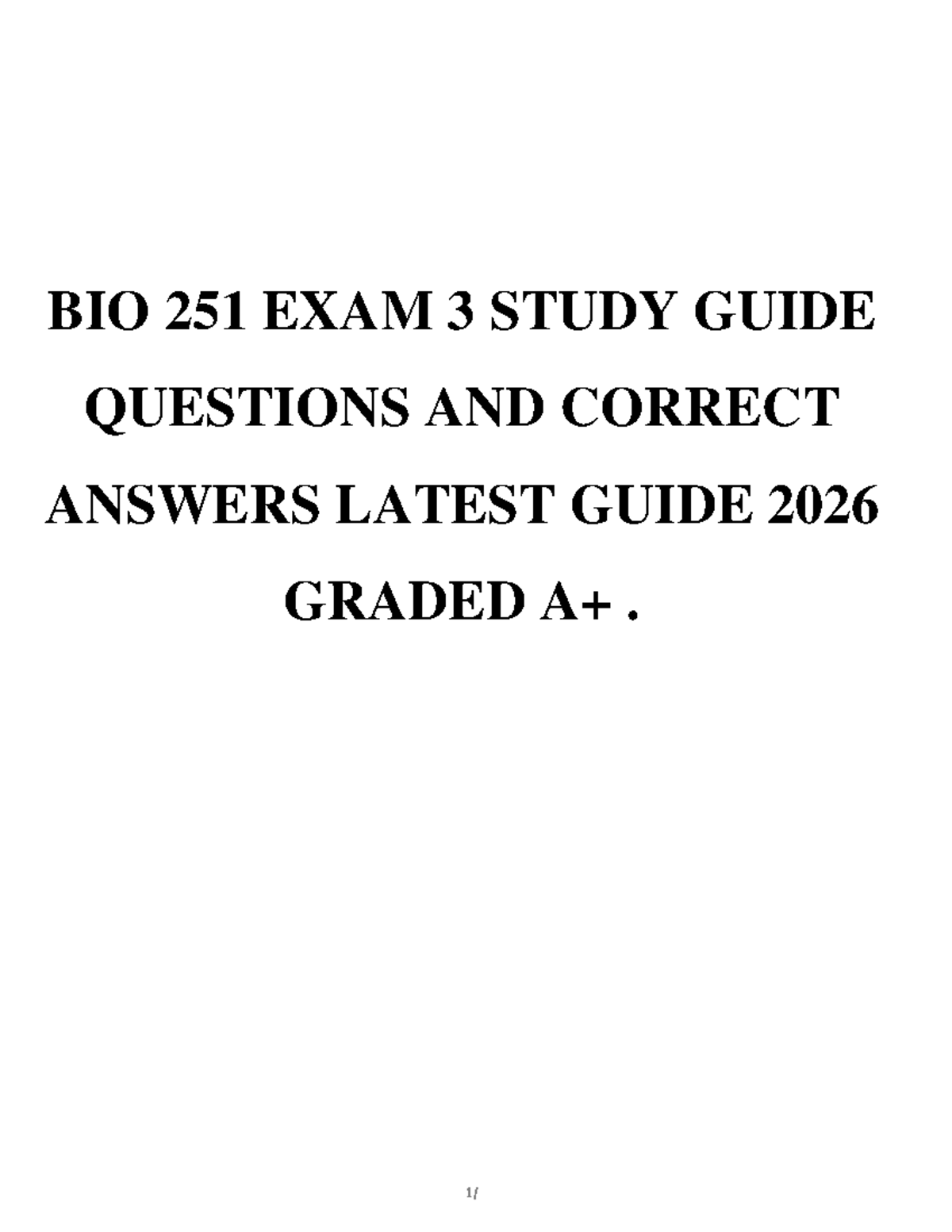 BIO 251 EXAM 3 STUDY GUIDE: QUESTIONS & ANSWERS 2026 - Studocu