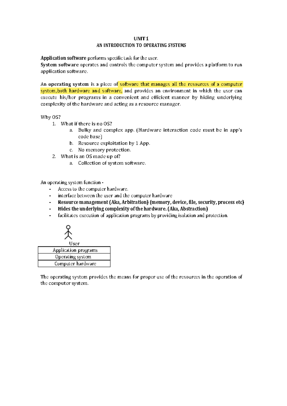 OS 101: Full Notes on Operating Systems and Their Functions - Studocu