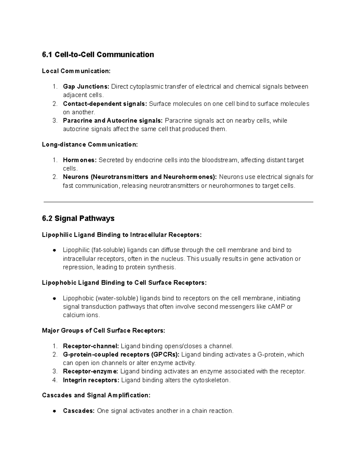 Human Physiology Study Guide: Exam 1 Review on Cell Communication - Studocu