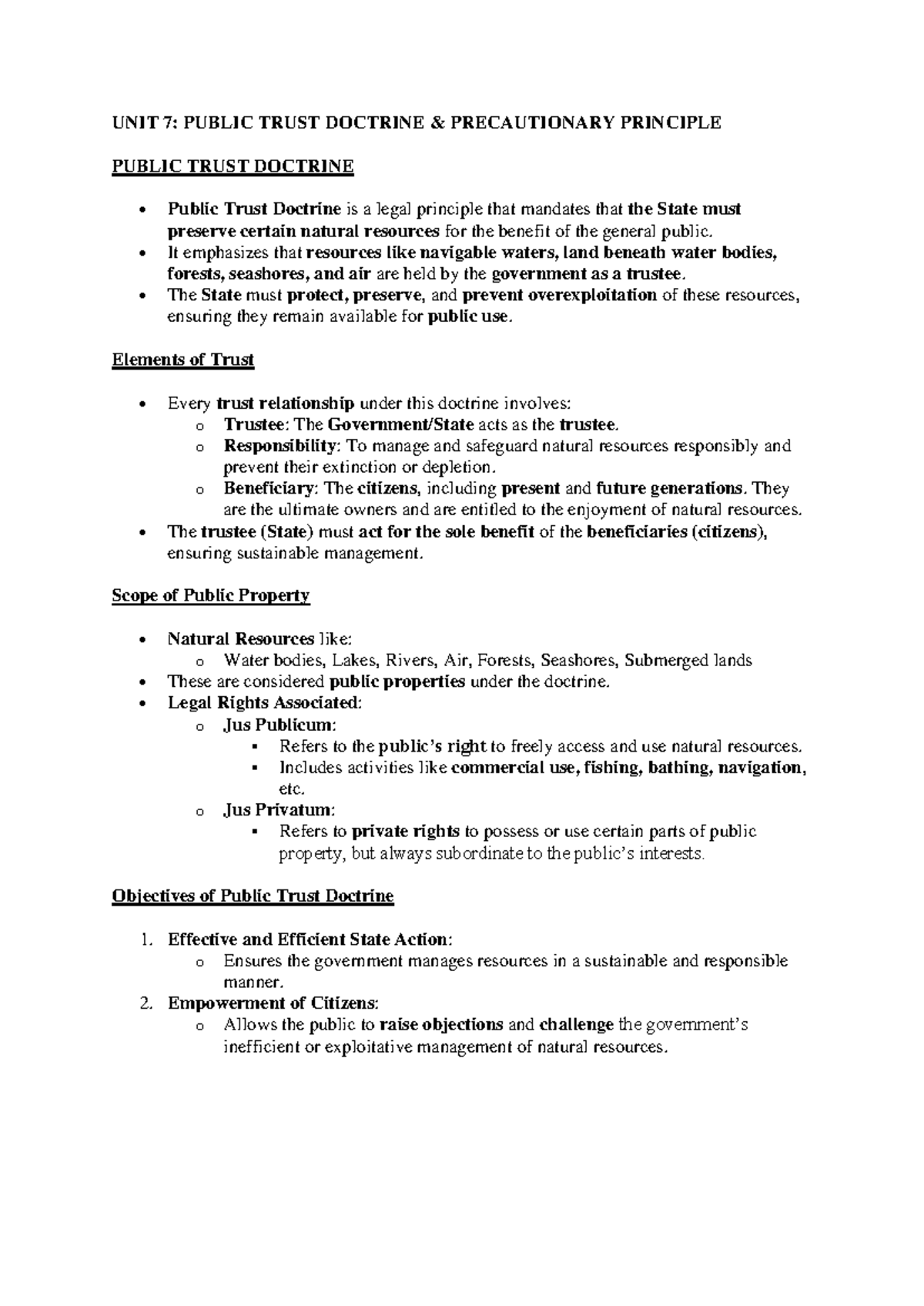 UNIT 7: Public Trust Doctrine & Precautionary Principle in ...