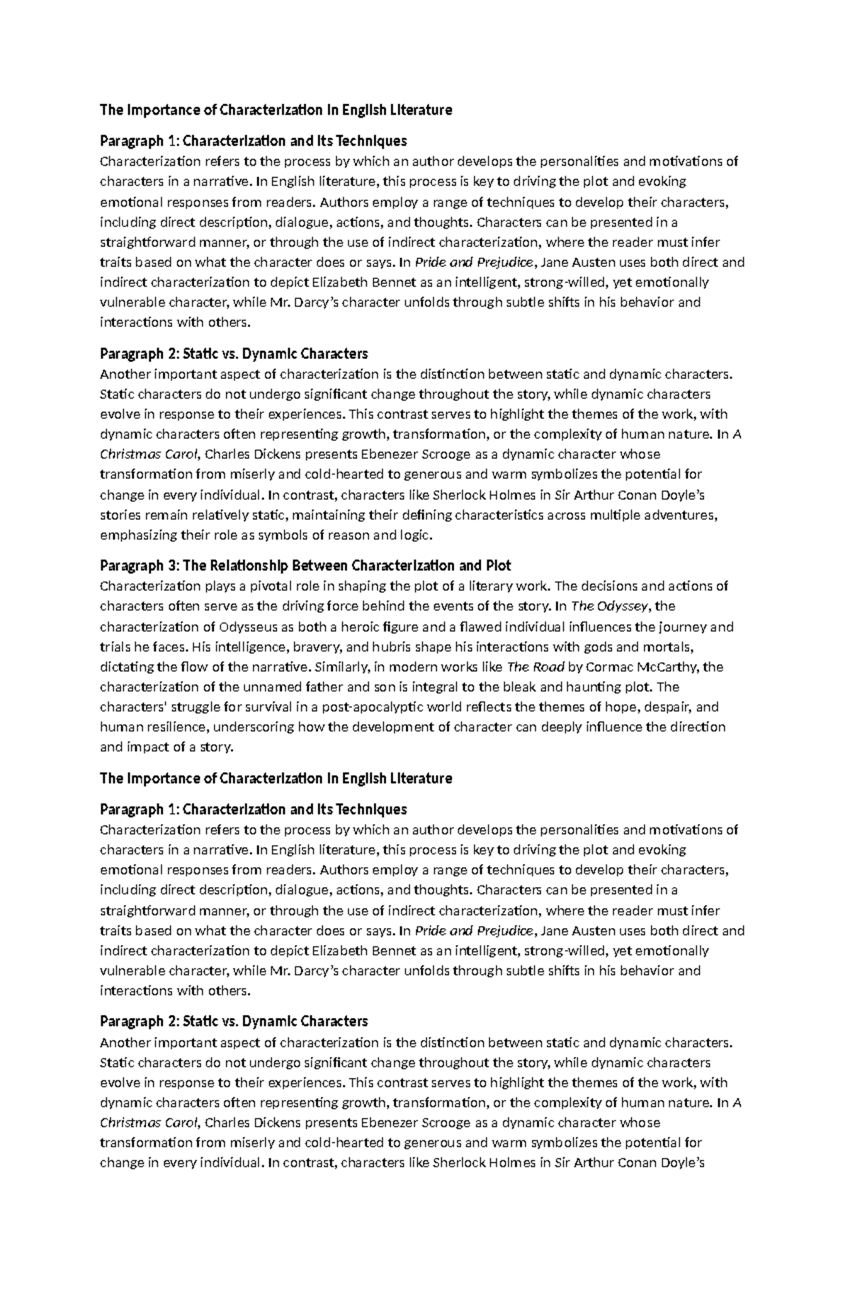 Characterization Techniques in English Literature: Key Insights - Studocu