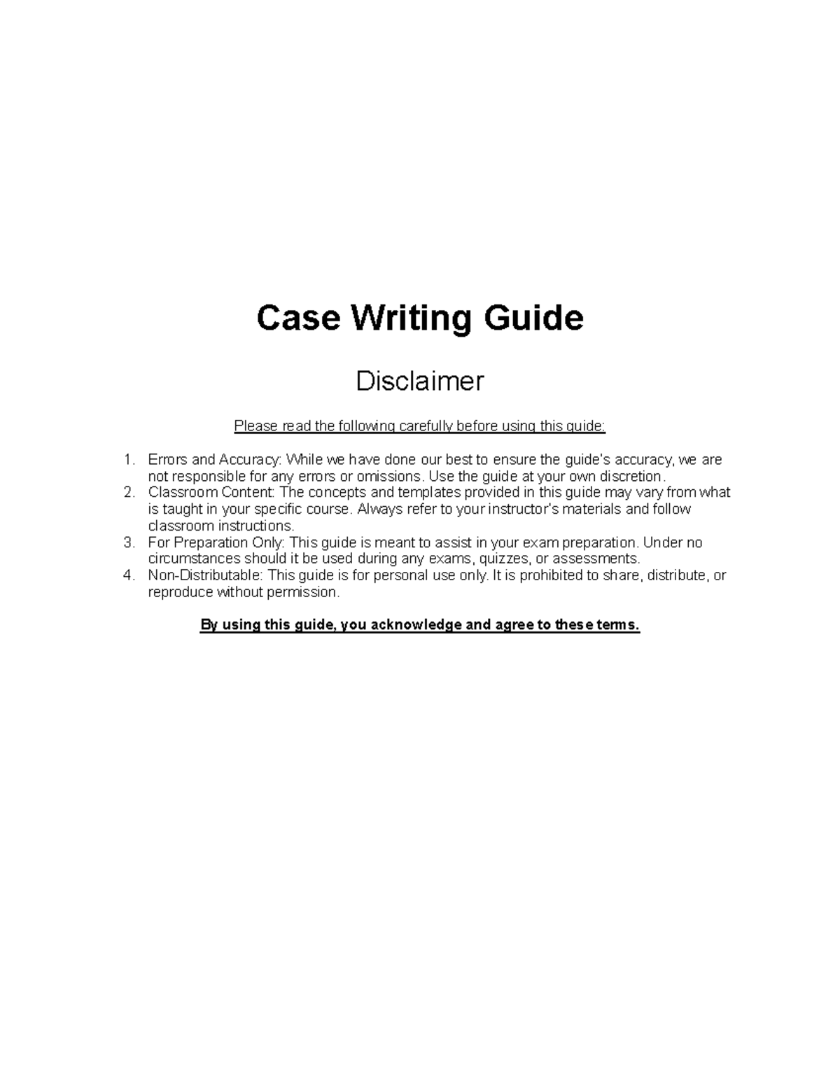 Case Writing Guide - Case Writing Guide Disclaimer Please read the ...