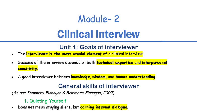 2 Clinical Psychology: Goals and Techniques of Clinical Interviewing ...