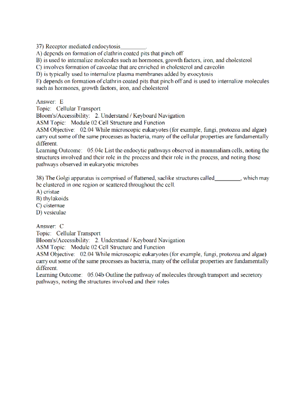 Cellular Transport & Endocytosis: Test Bank for Prescott's Microbiology ...