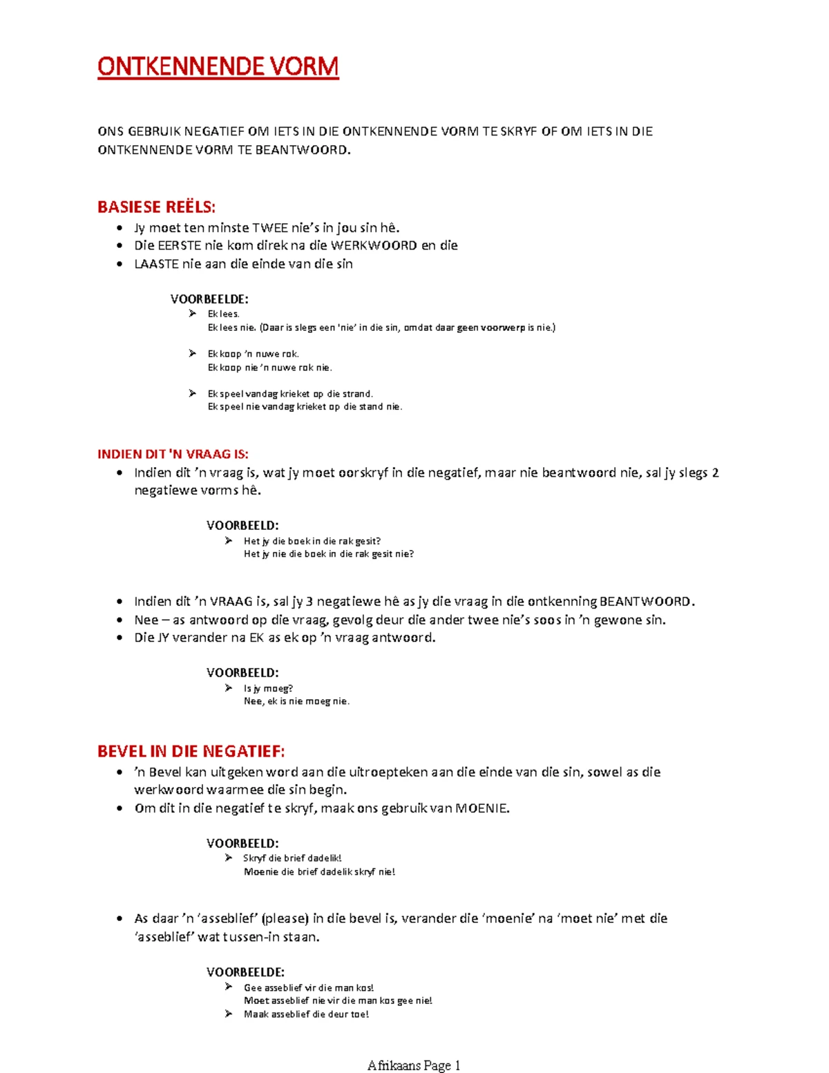 Trappe van Vergelyking – Regels en Voorbeelde in Afrikaans - Studocu