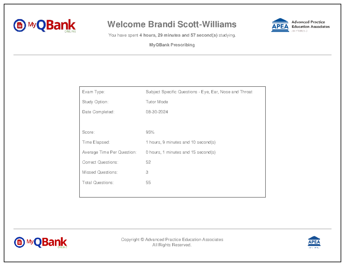 Pharm Quiz EENT - Welcome Brandi Scott-Williams You have spent 4 hours ...