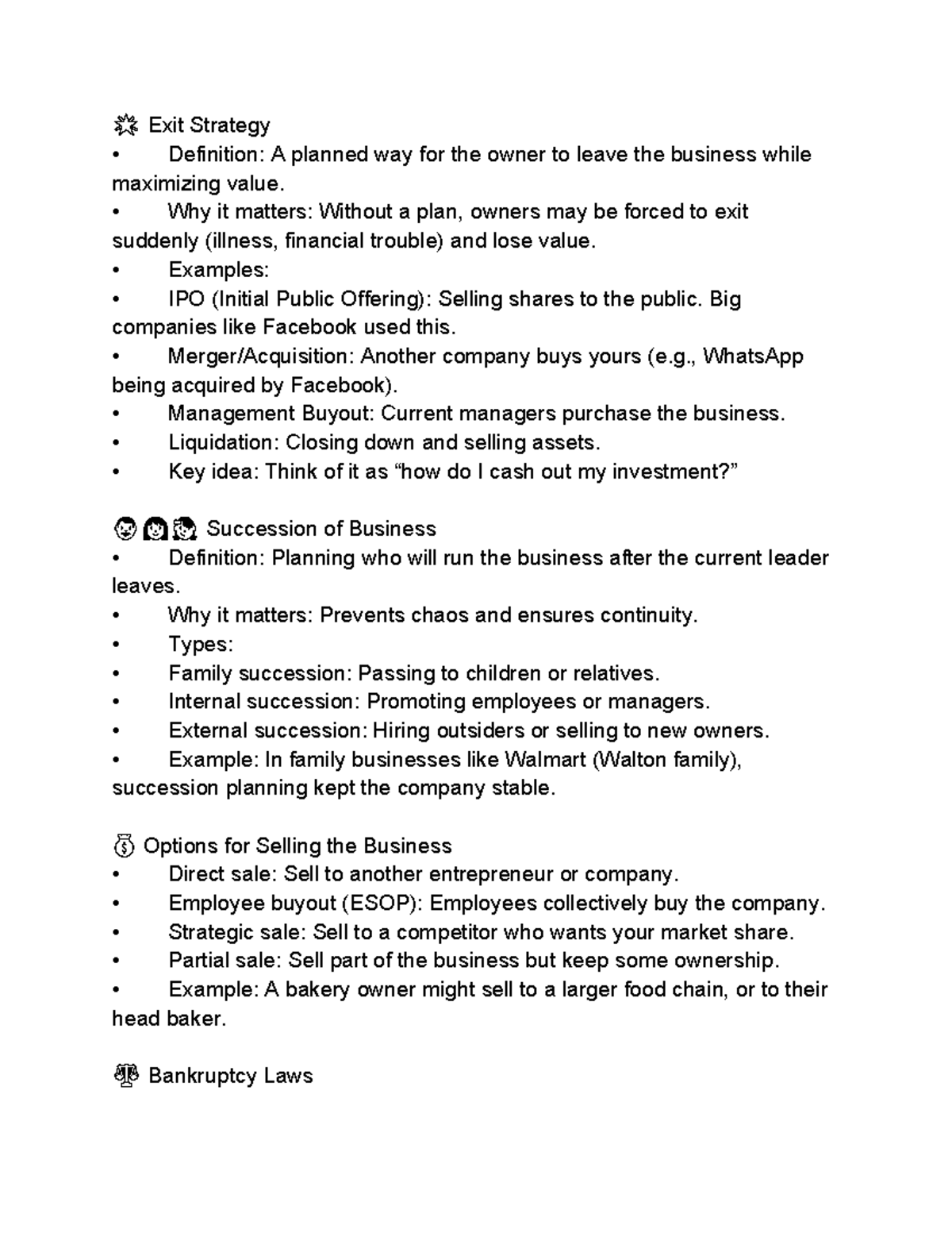 Exit Strategy & Succession Planning: Key Concepts & Examples - Studocu