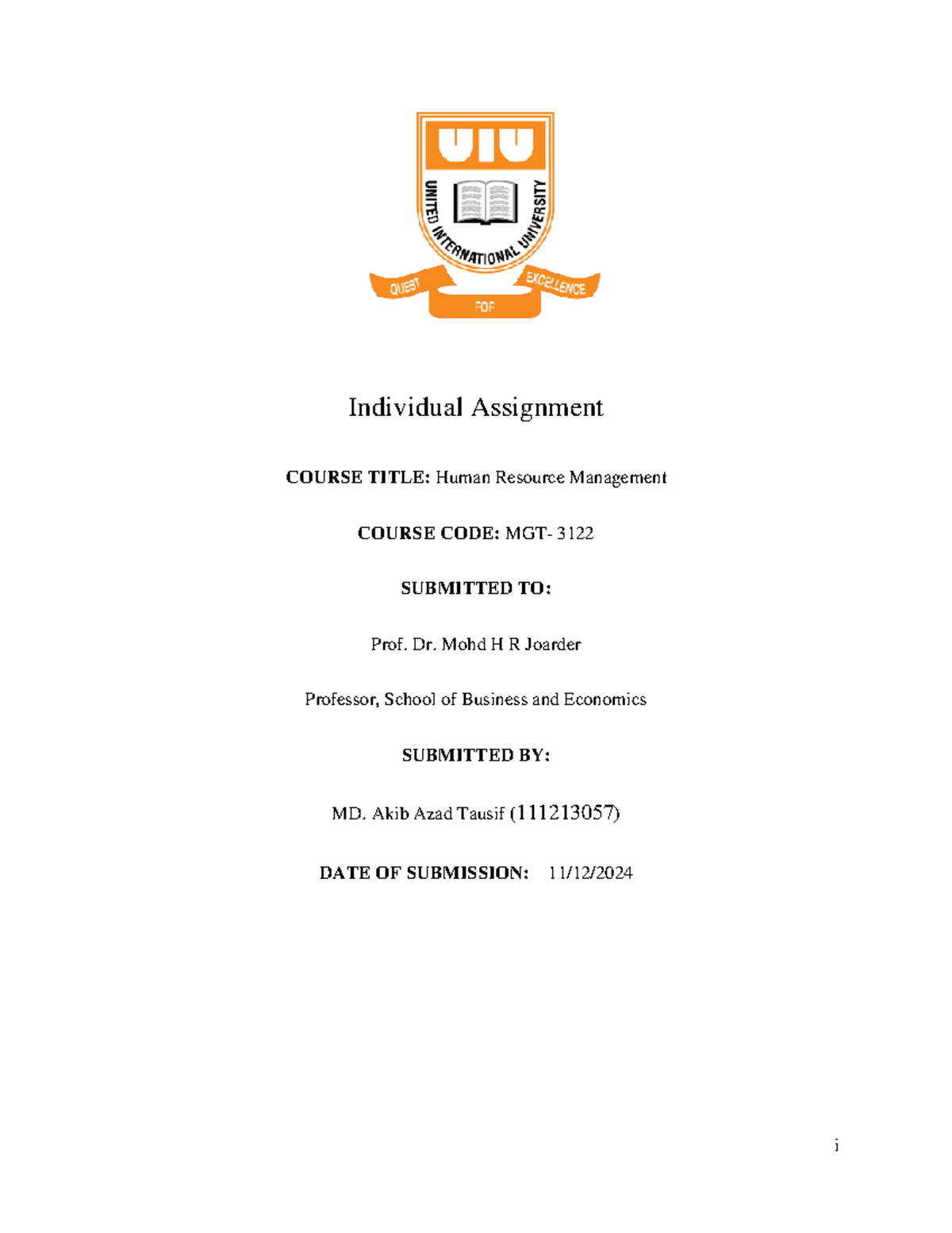 Individual Assignment on HRM: Chronological Development & Strategic ...