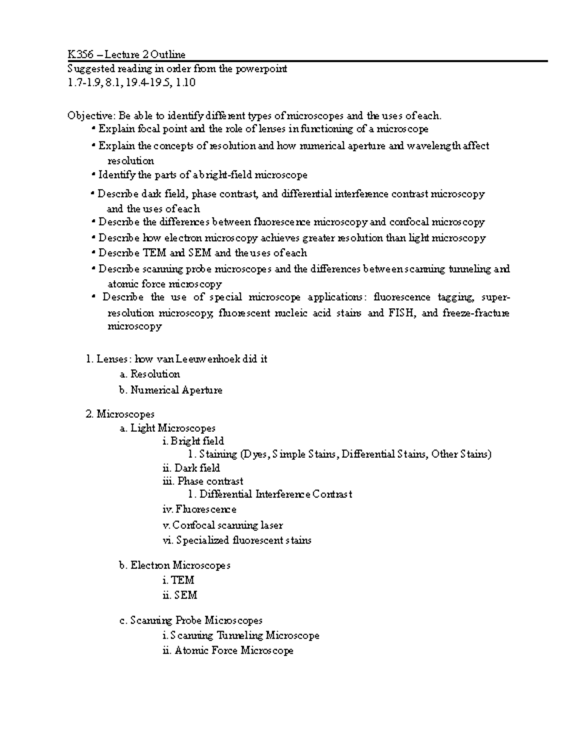K356 - Lecture 2 Outline - K356 – Lecture 2 Outline Suggested reading ...