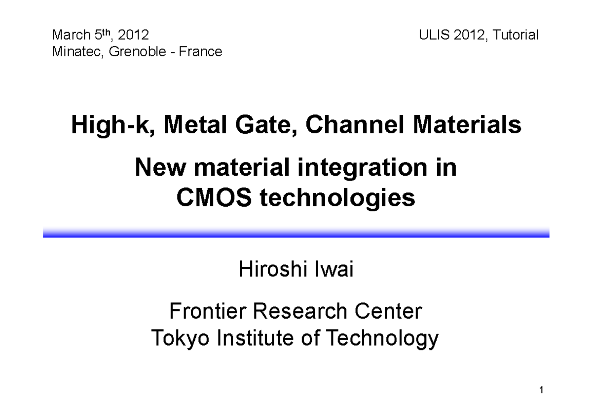 High-k, Metal Gate, Channel Materials - f 2 Id 0. C g 0. P 0. 2 = 0. 25 ...