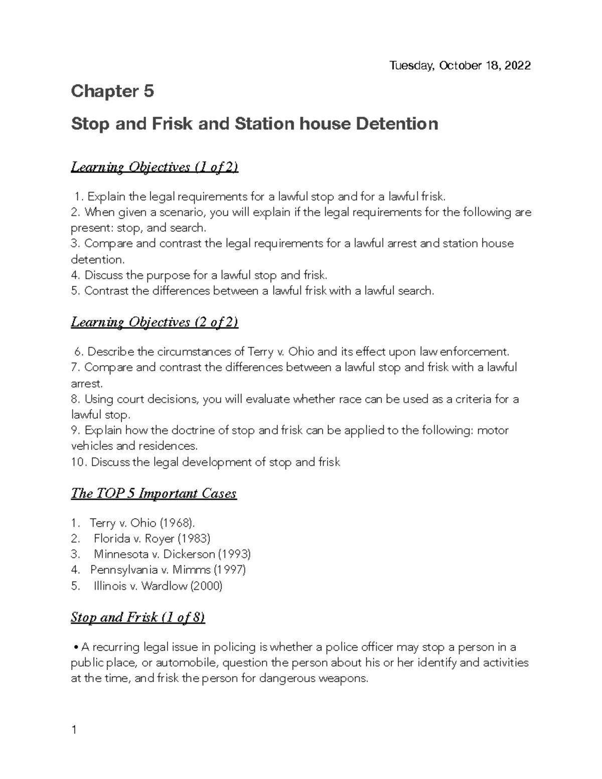 ADJ-2 week 7 notes - Chapter 7 & 8 Searches and Seizures of Things ...