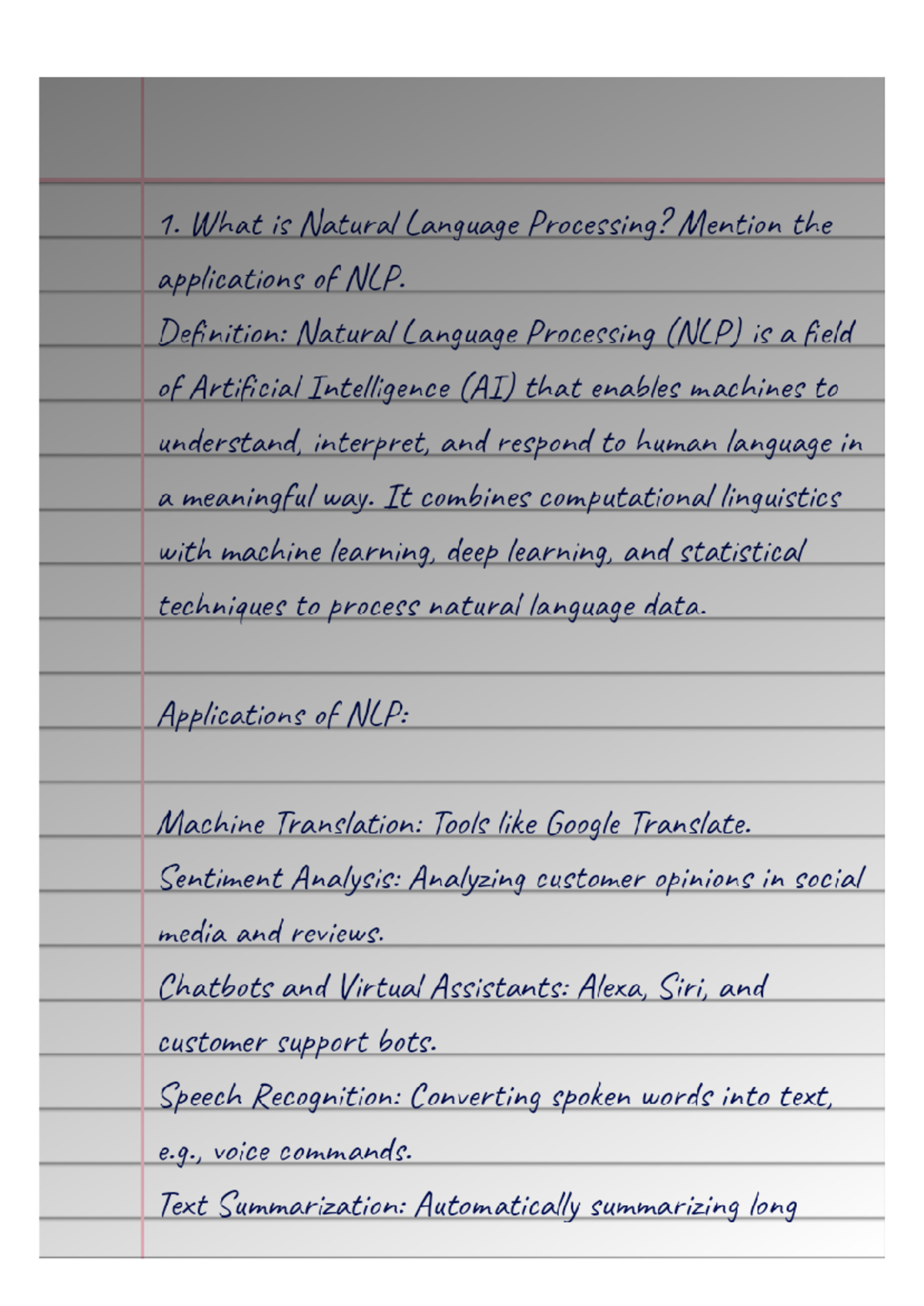 AI 4th Assignment: Natural Language Processing & Parsing Methods - Studocu