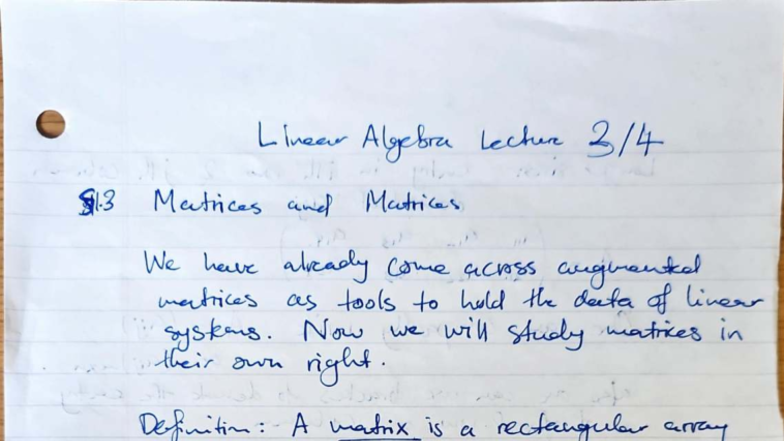 MATH204 Week 2 - Lecture Notes on Matrices and Operations - Studocu