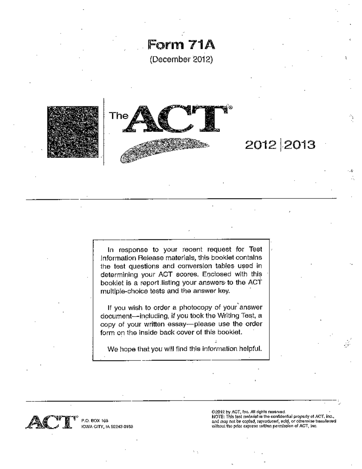 71A - Comprehensive Overview of ACT 71A Concepts and Applications - Studocu
