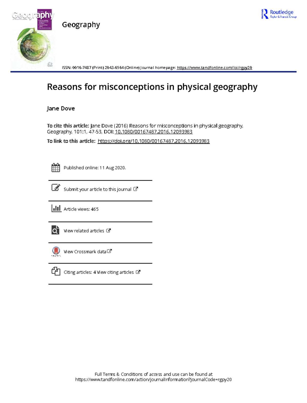 Misconceptions in Physical Geography: Sources and Implications - Studocu