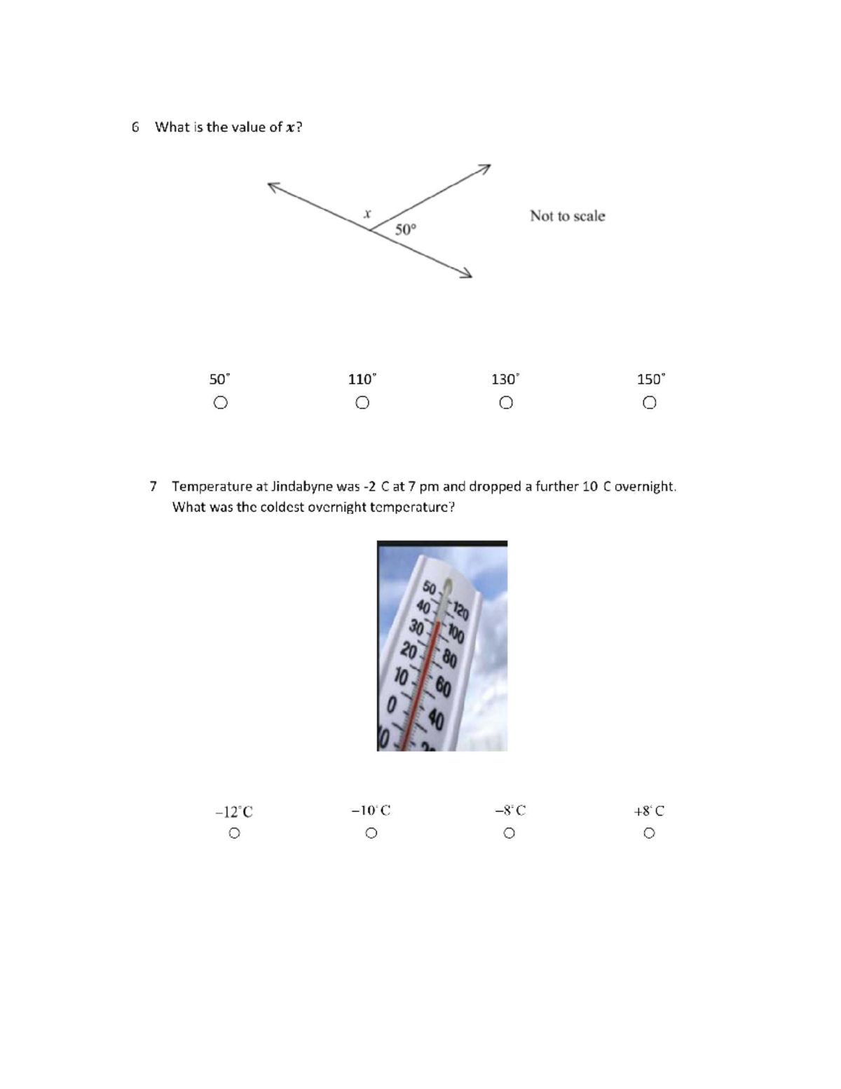 Year 7 Maths Questions on Angles - What is the value of x? x Not to ...