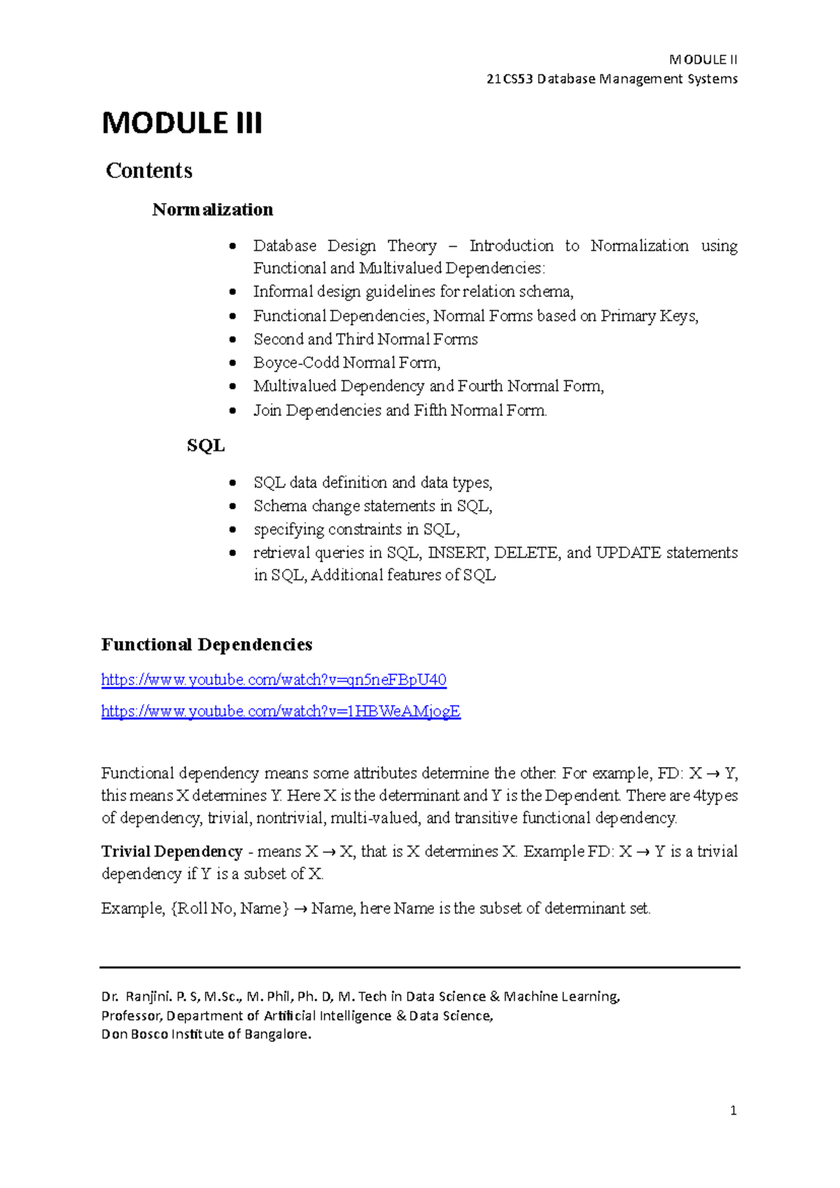 BCS403 - Chapter 3: Database Management Systems and Normalization Techniques - Studocu