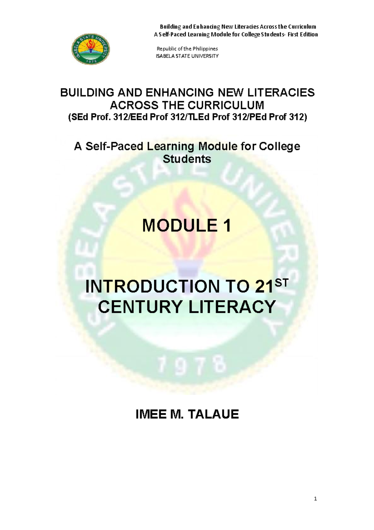 Module 1 Introduction to 21st Century Literacy - A Self-Paced Learning ...