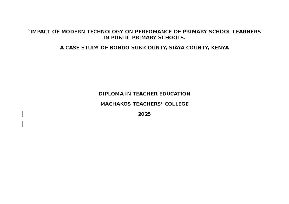 DTE 1B Group 1: Impact of Modern Technology on Primary Learners in ...