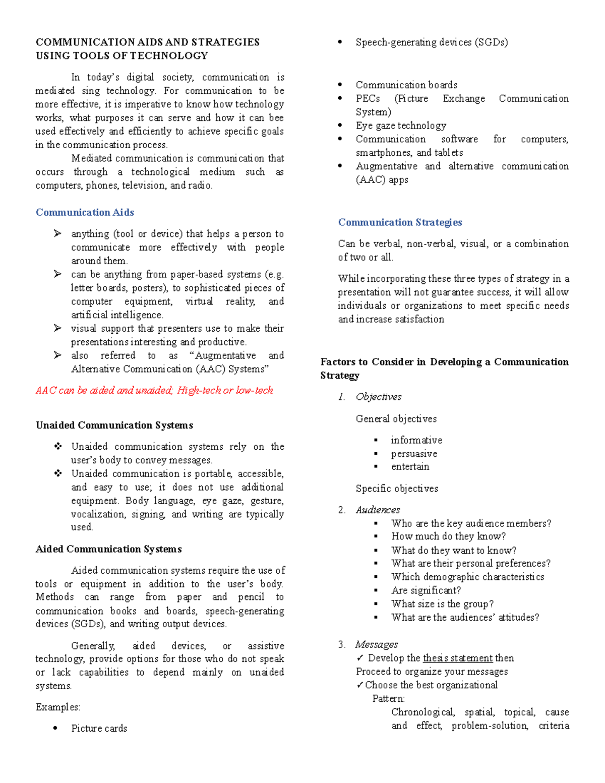 Comm Aids Reviewer - Vevbhfgv . Grf - COMMUNICATION AIDS AND STRATEGIES ...
