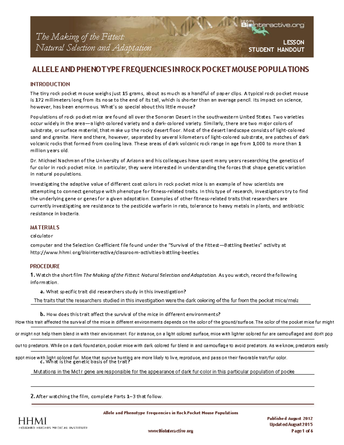 The Making of the Fittest: Natural Selection & Adaptation (Lesson ...