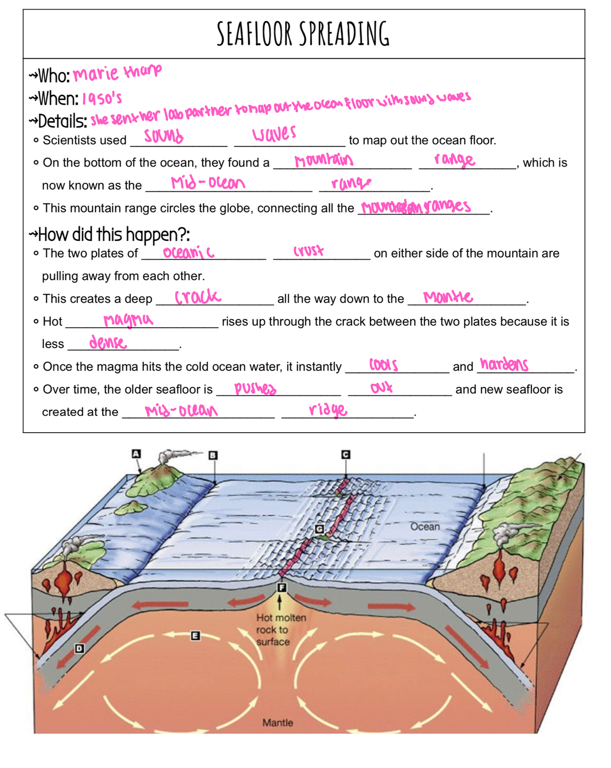 Seafloor Spreading Diagram Worksheet