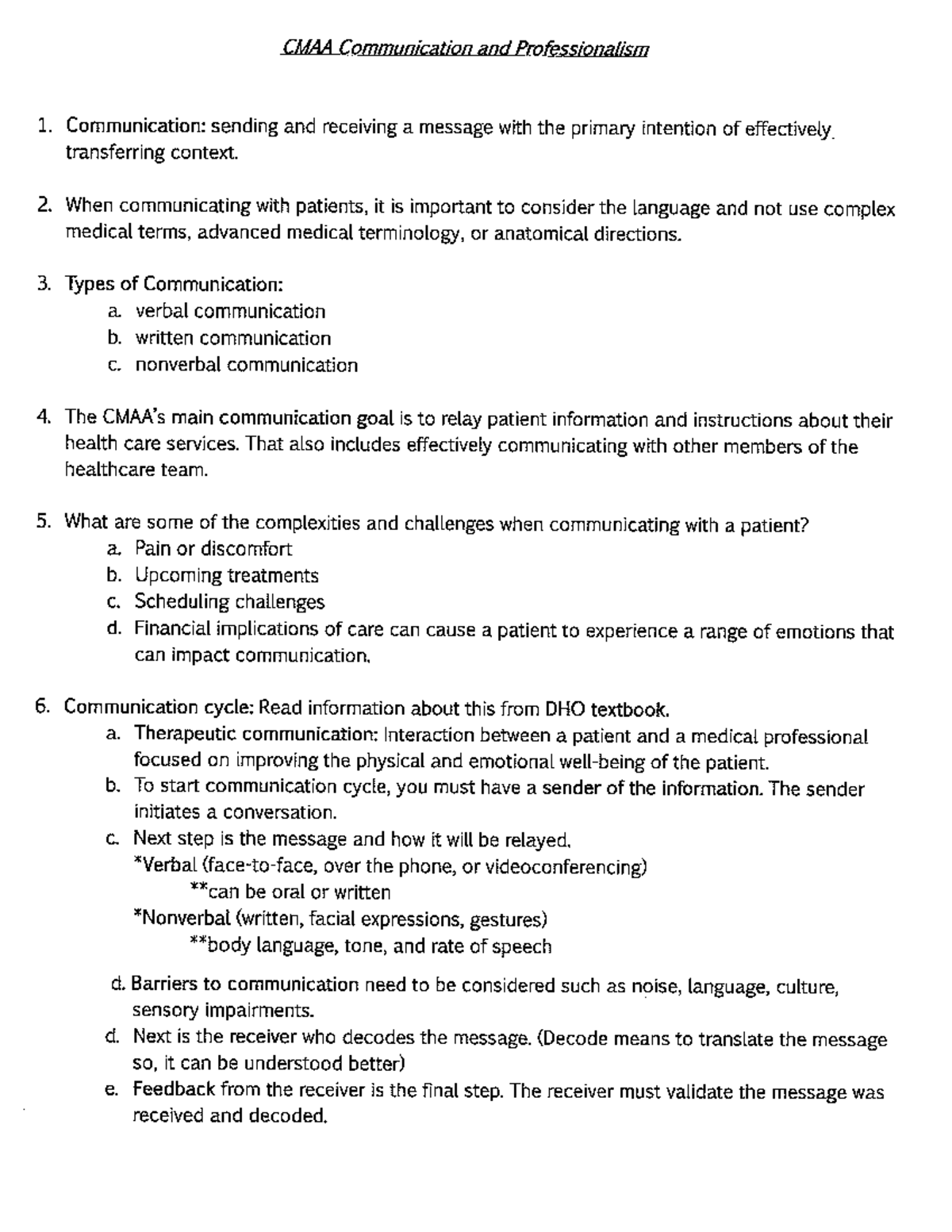 CMAA Communication & Professionalism: Key Concepts & Techniques - Studocu