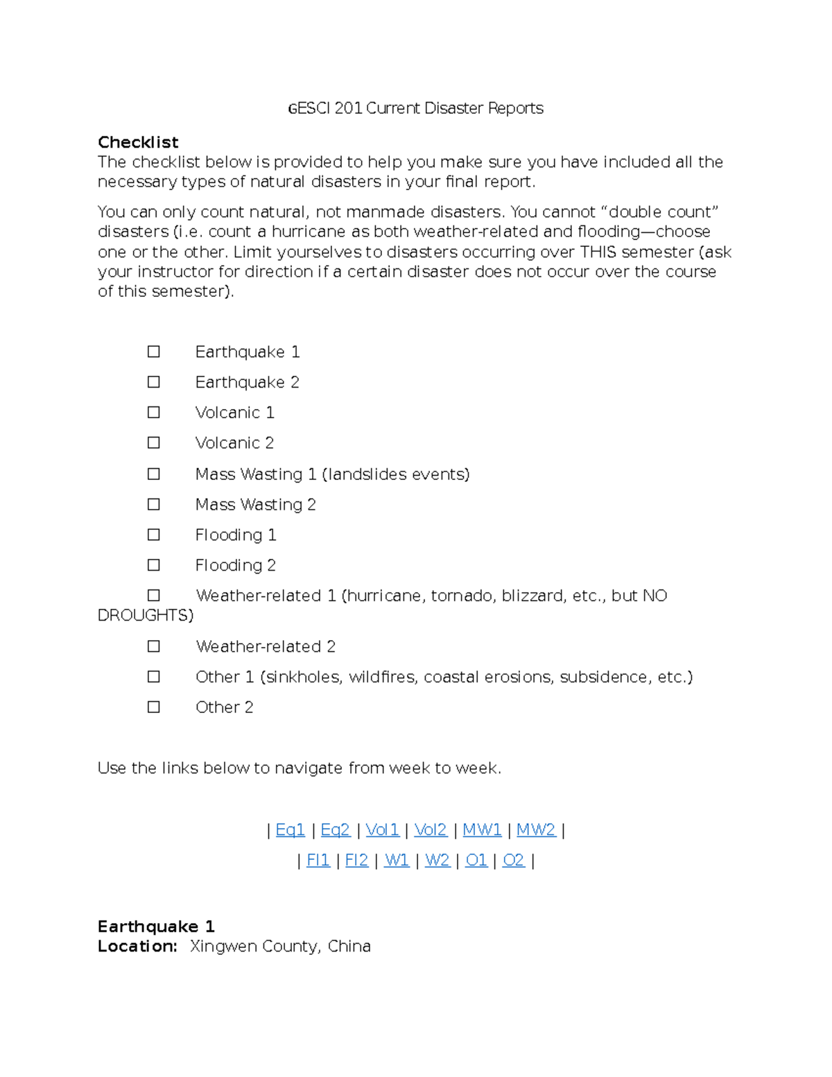 Gesci 201 document Natural Disaster Report Template (1) Wk 8 - GESCI ...