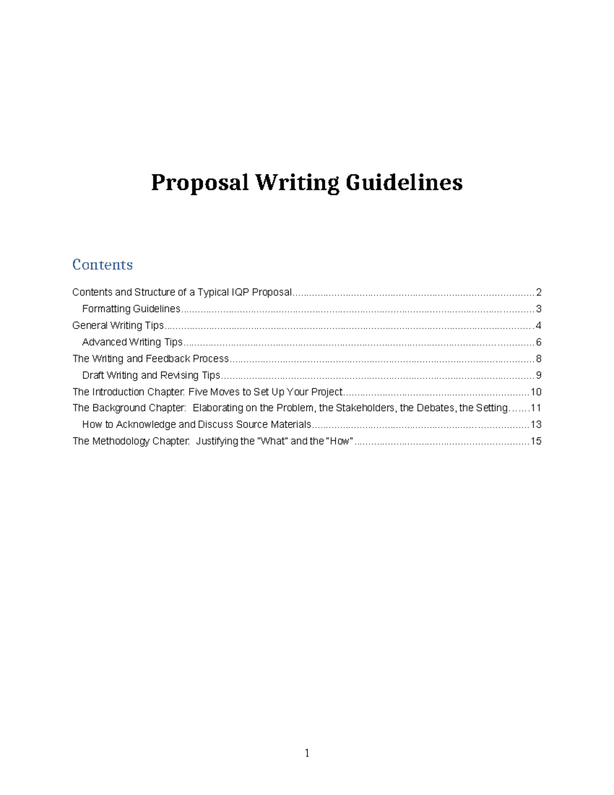 IQP Proposal Writing Handbook: Guidelines and Tips for Success - Studocu
