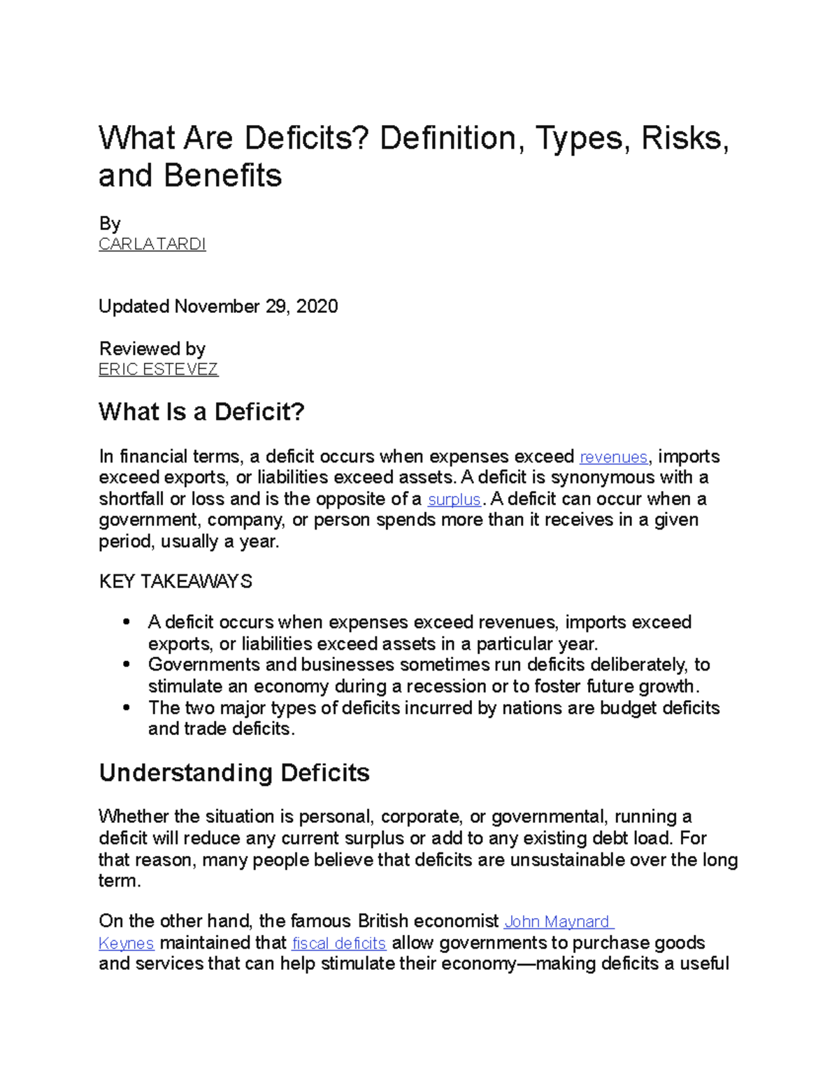 Def 1 - deggggg - What Are Deficits? Definition, Types, Risks, and ...