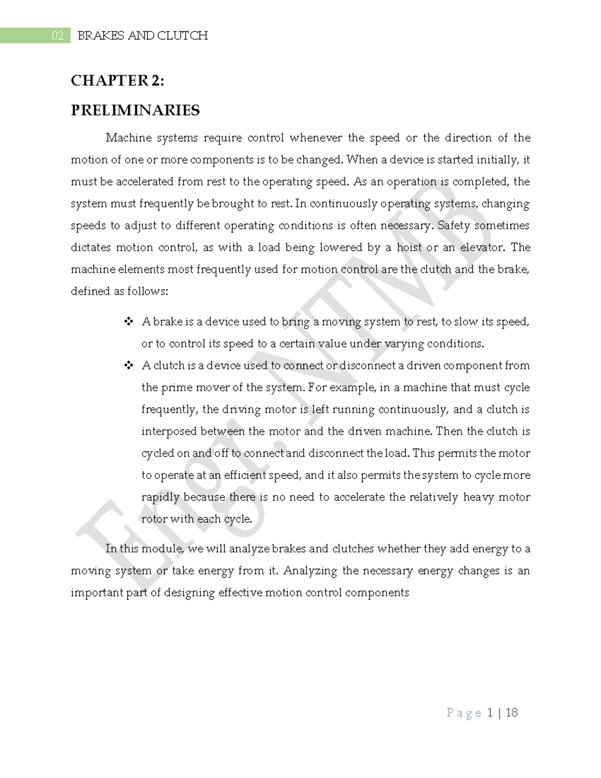 Chapter 2: Analysis of Brakes & Clutches in Machine Design 2 - Studocu