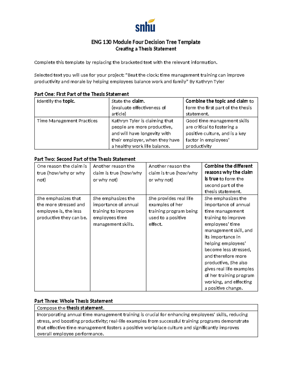 ENG 130 Module Four Decision Tree - Selected text you will use for your ...
