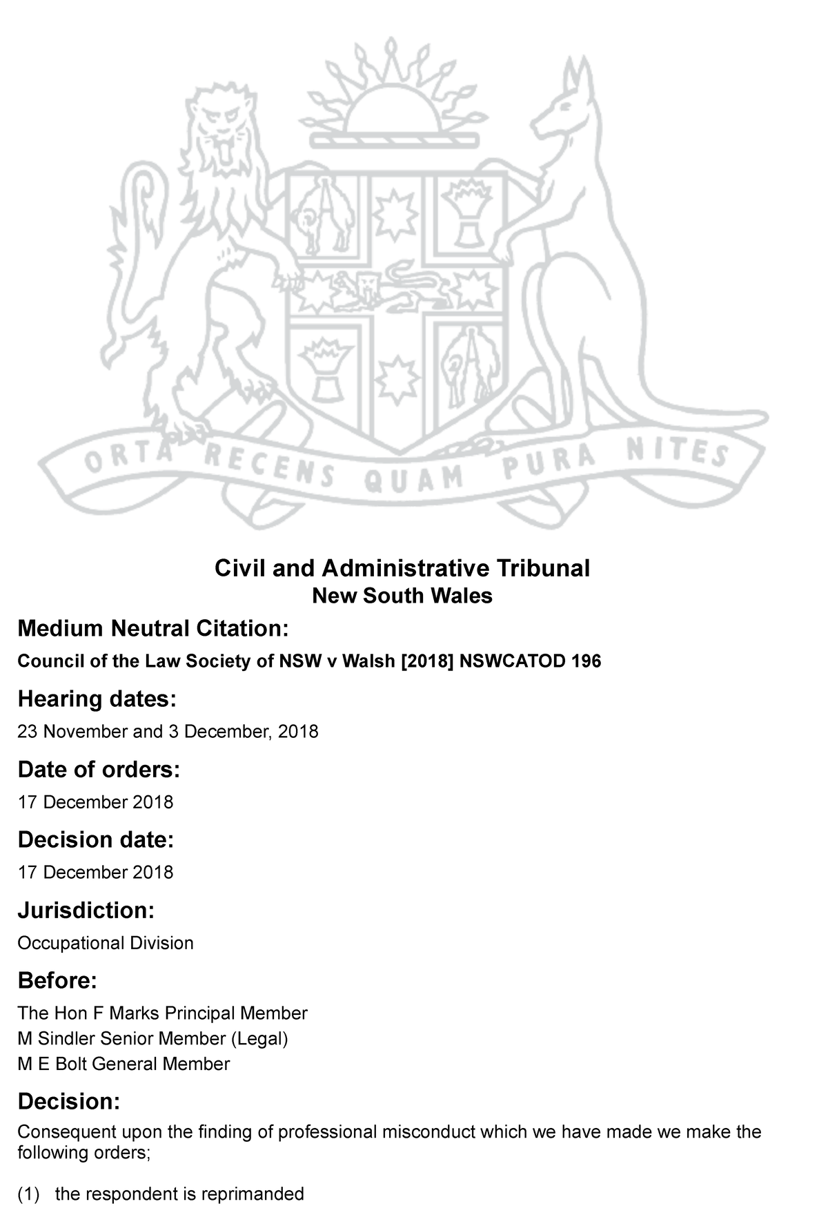 Council of the Law Society of NSW v Walsh - NSW Caselaw - Medium ...