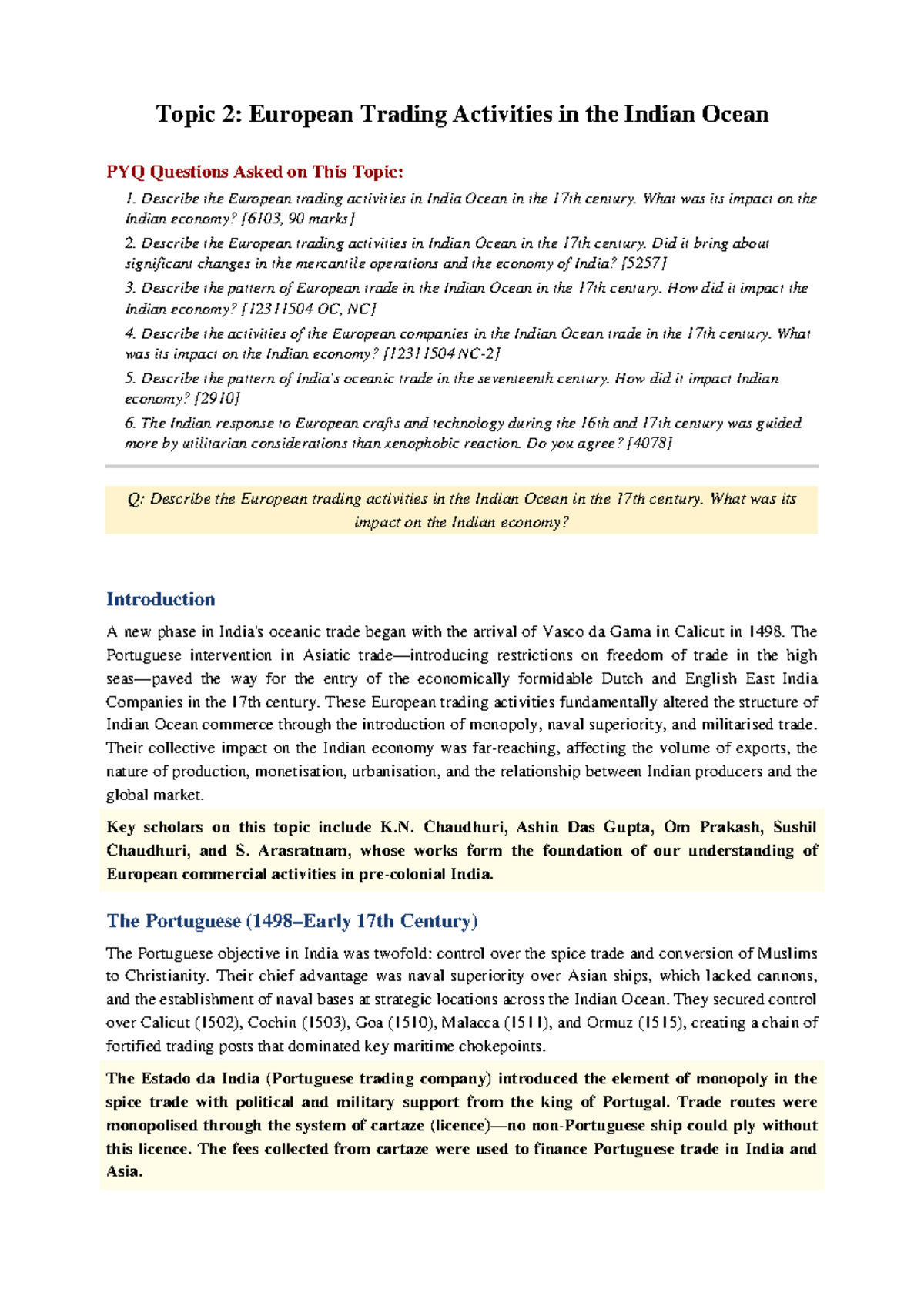 European Trade in the Indian Ocean: 17th Century Insights and Impacts ...