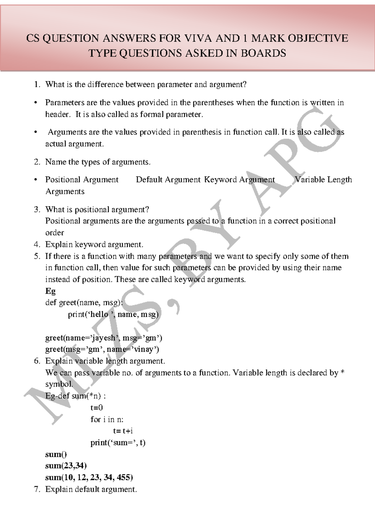 CS VIVA Questions & Answers for 1 Mark Objective Type - Studocu