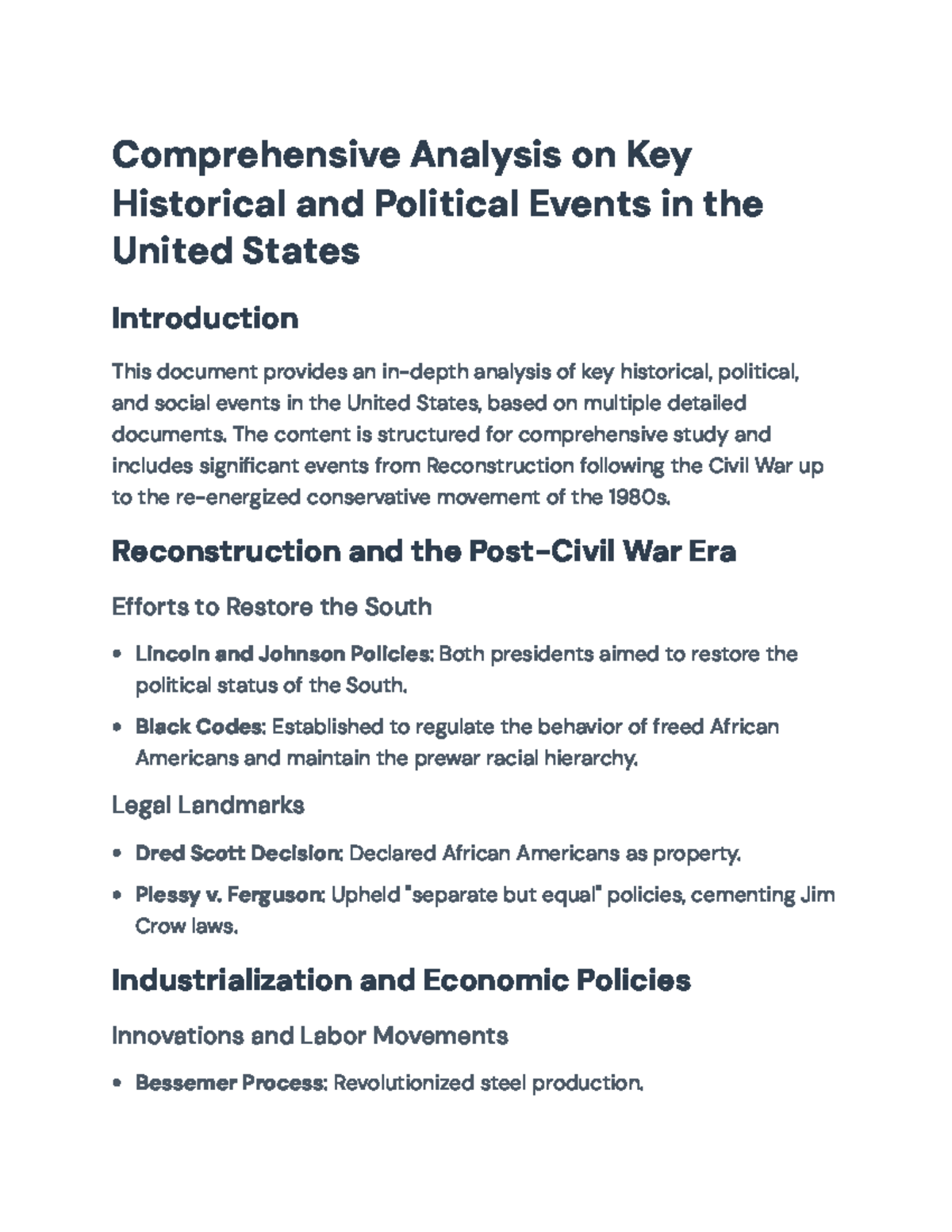 Comprehensive Analysis of Key Historical and Political Events in the US ...