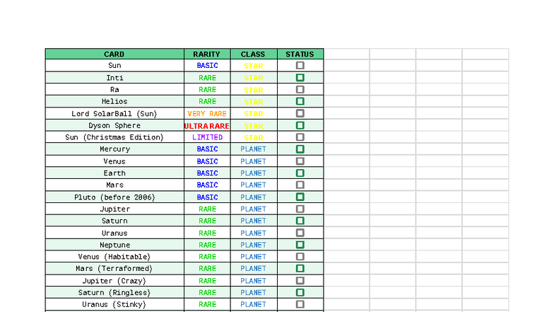 Solar Cards Rarity Classification List (Public) - Studocu