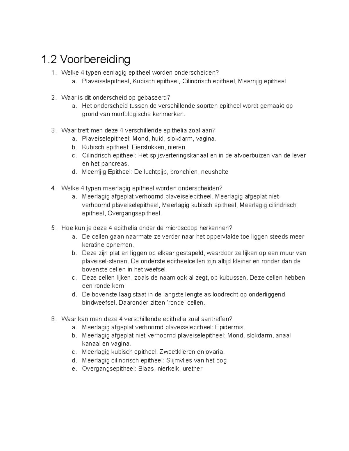 ZS 1.2 & 1.4 Epitheliale Weefsels: Types, Functies & Structuur ...