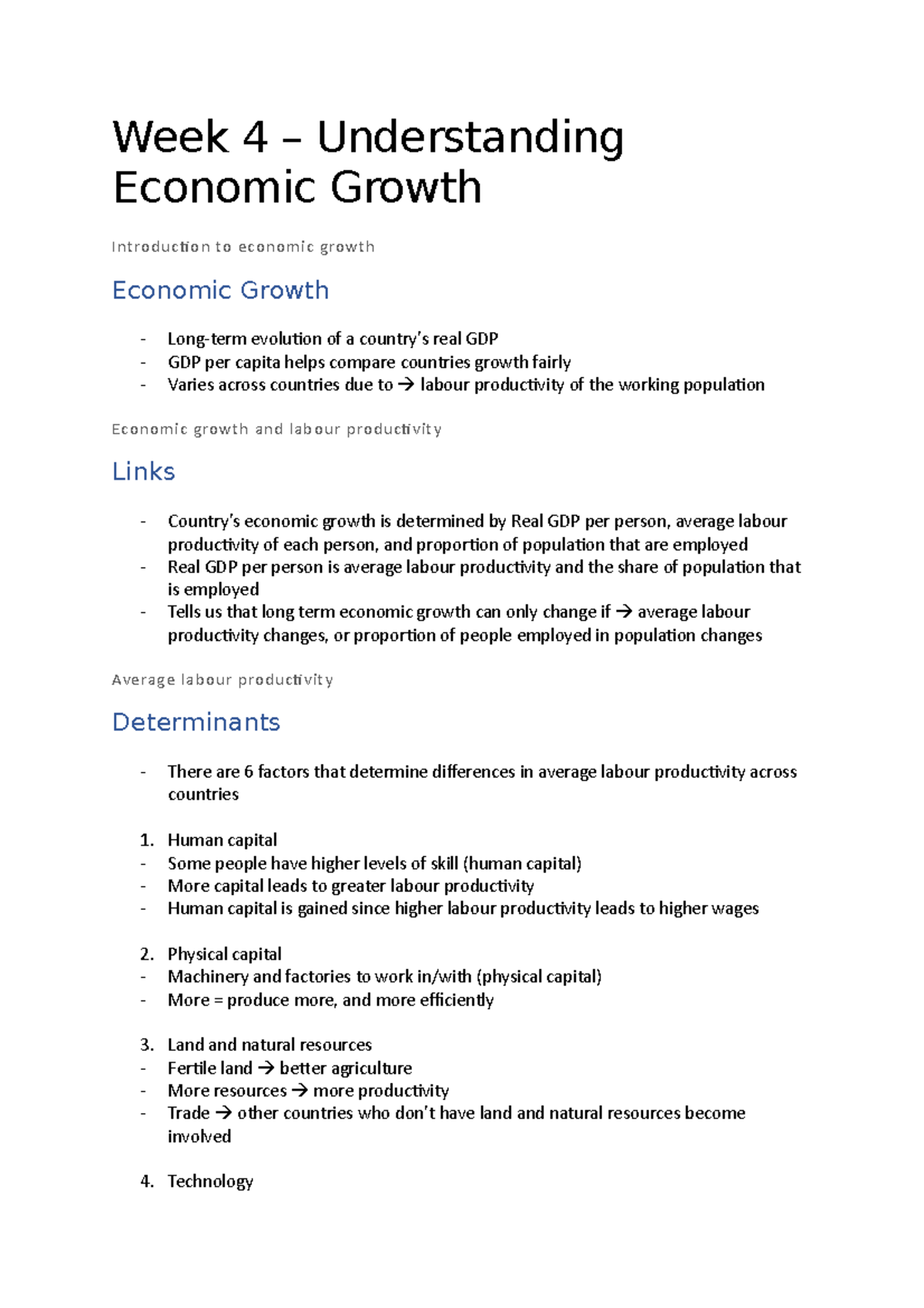 MACRO Topic 4 Notes - Week 4 – Understanding Economic Growth ...