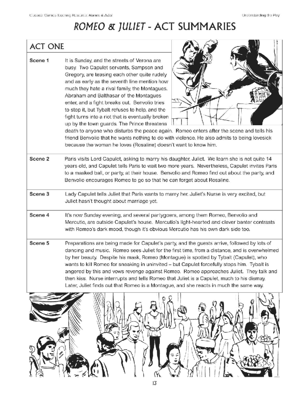 Classical Comics Teaching Resource: Romeo & Juliet Act Summaries and ...