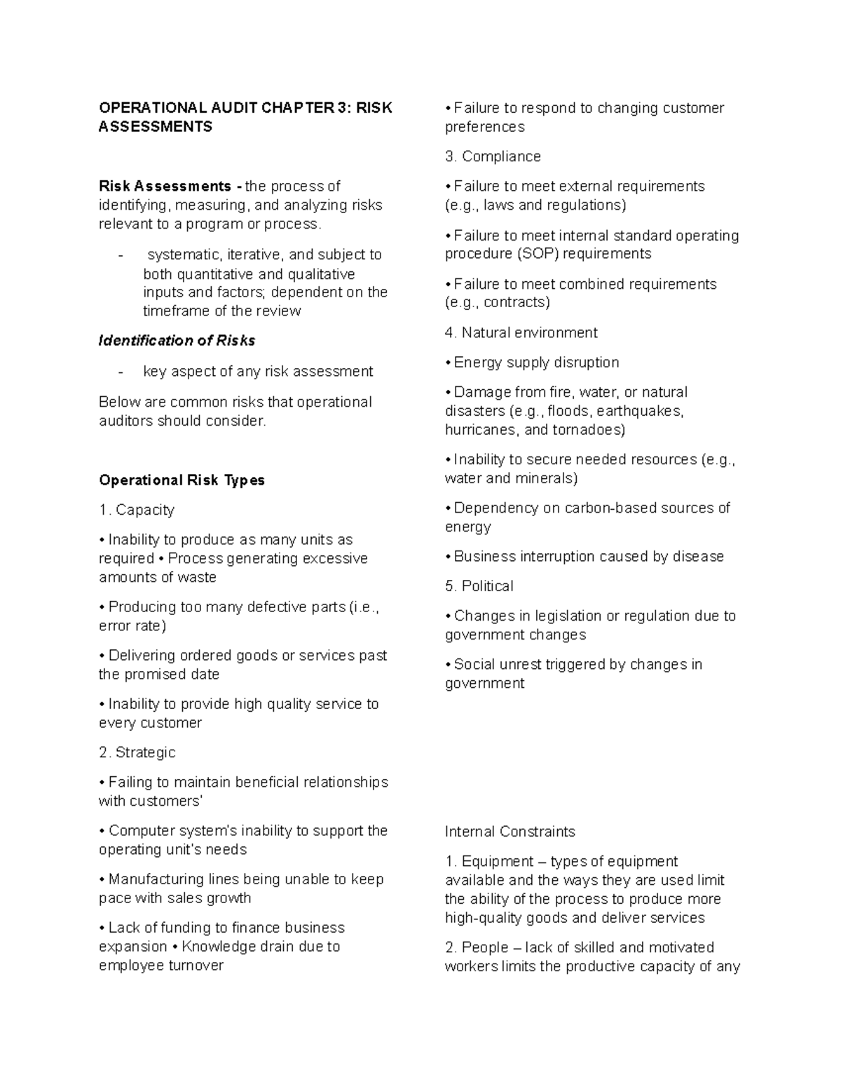 Operational Audit CH3: Understanding Risk Assessments and Implications ...