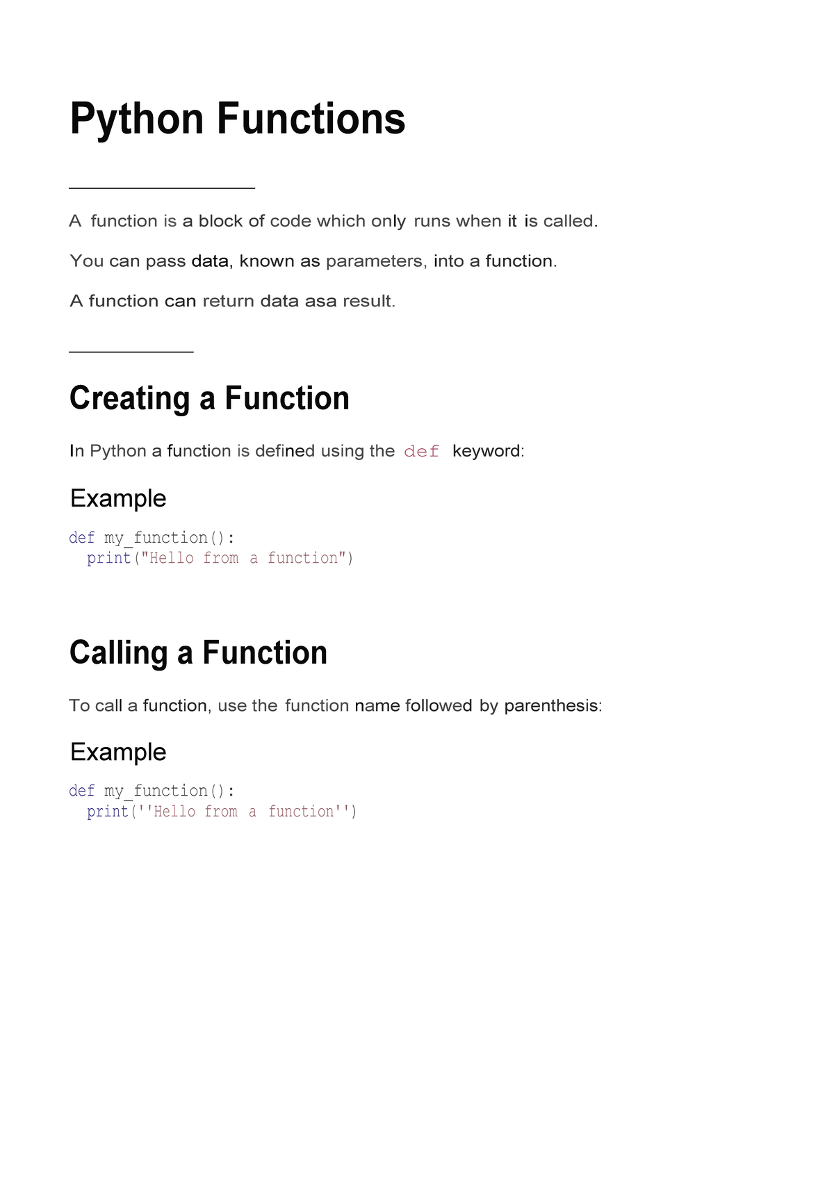 Python Functions: Understanding Definitions, Parameters, and Recursion - Studocu