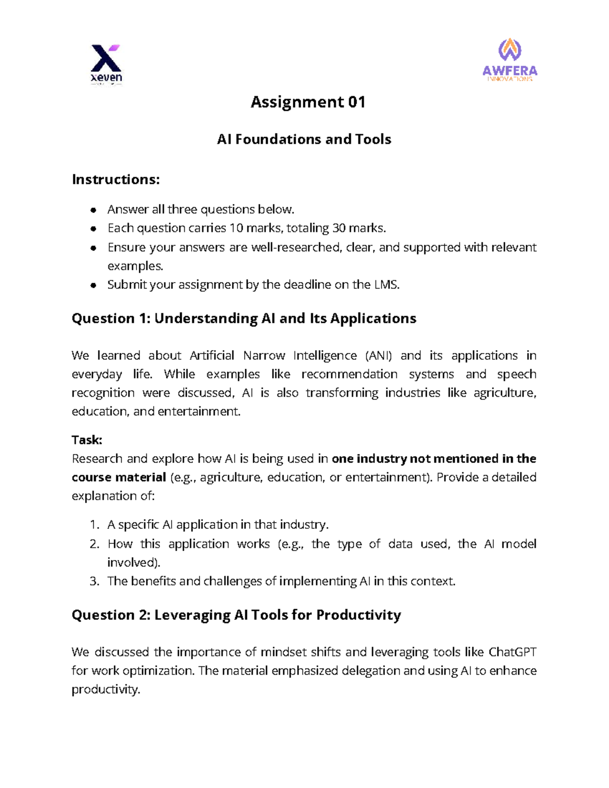 AI Assignment 01: Exploring AI Applications and Tools - Studocu