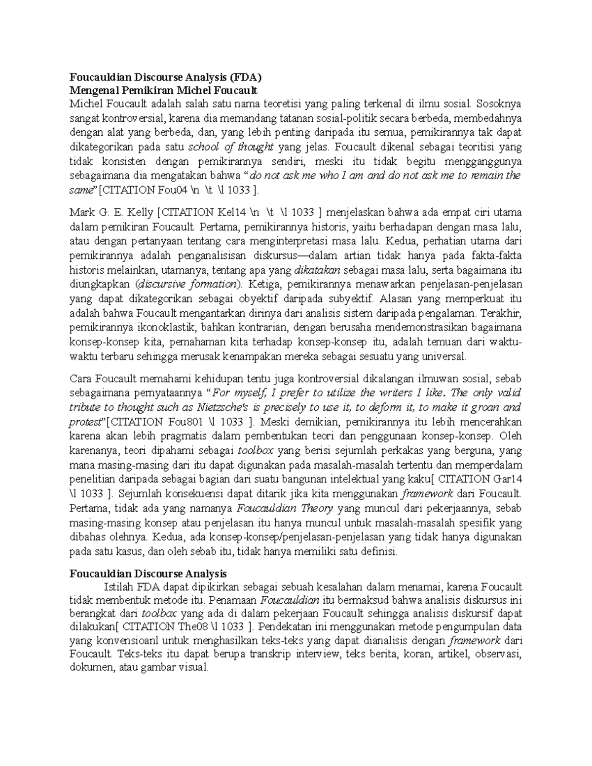 FDA - Understanding Foucauldian Discourse Analysis Concepts - Studocu