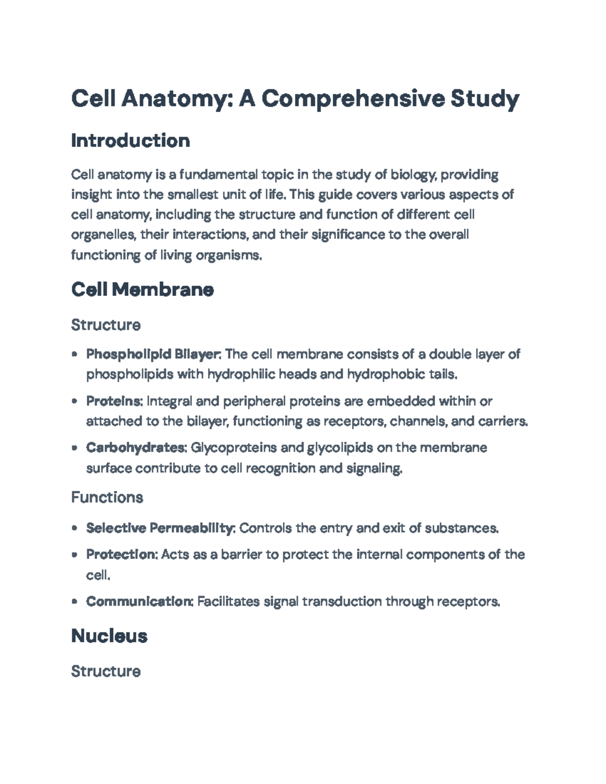 Comprehensive Guide to Cell Anatomy: Structure & Functions - Cell Anatomy: A Comprehensive Study ...