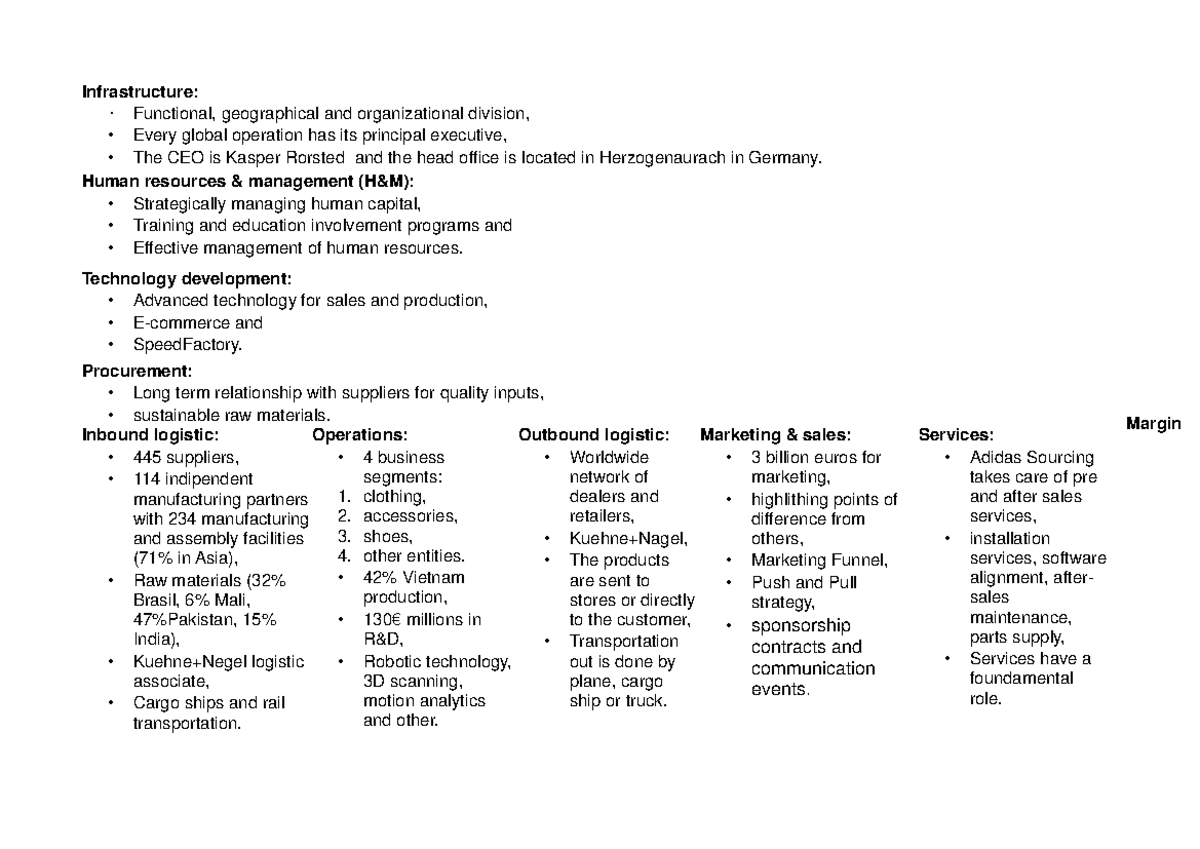 Adidas Value Chain Analysis: Key Activities and Strategies - Studocu