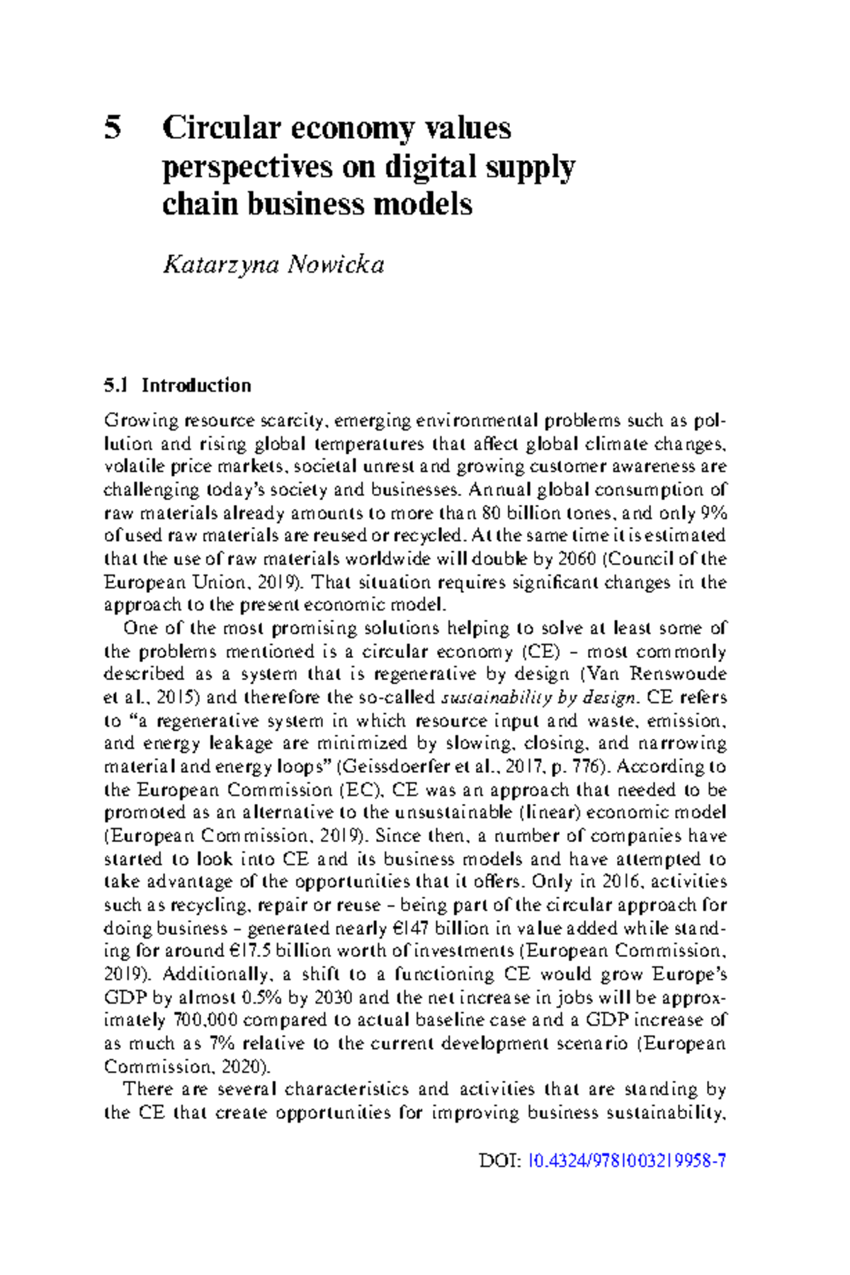 Chapter 5: Circular Economy Values in Digital Supply Chain Models - Studocu